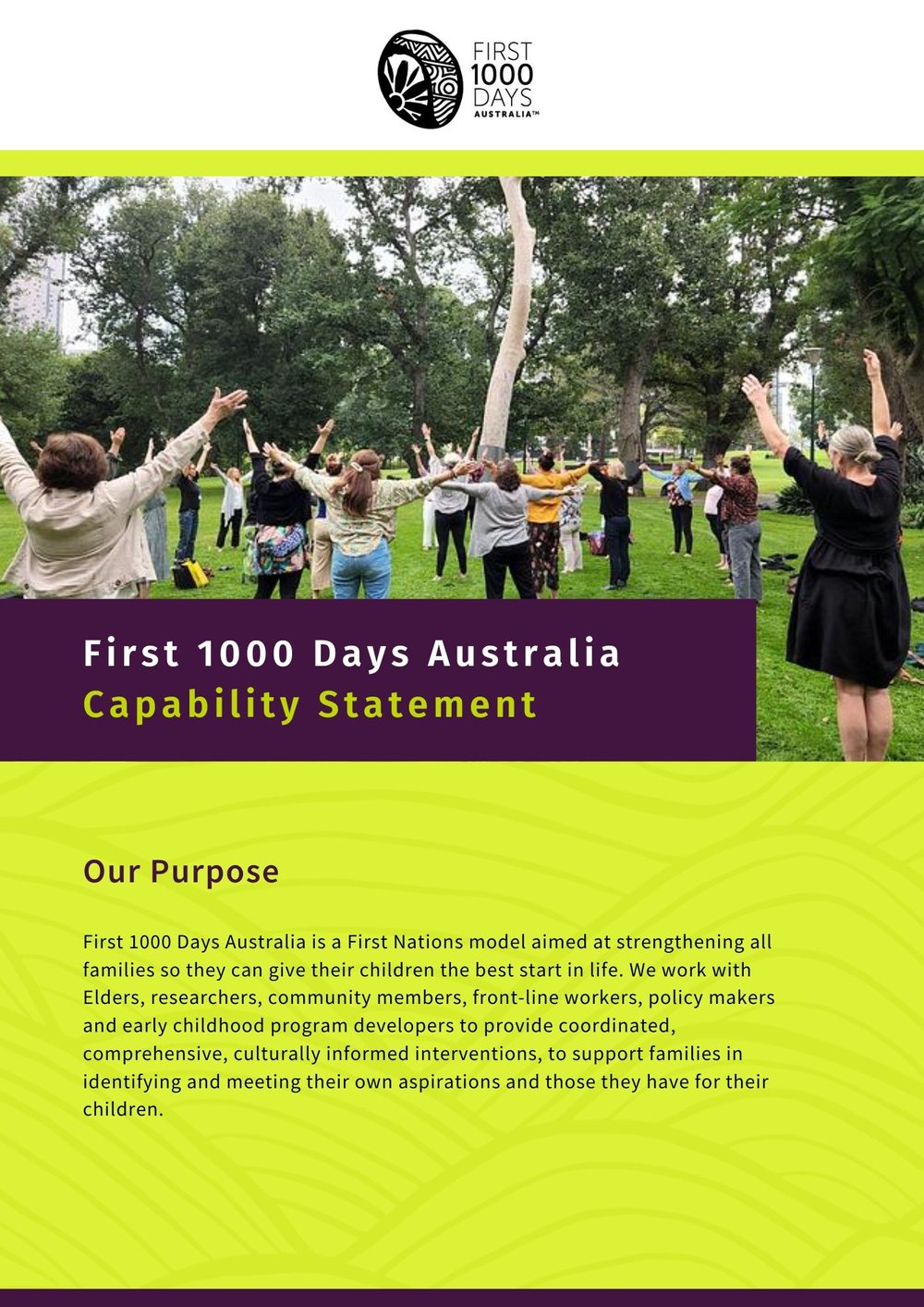 Capability Statement — First 1000 Days Australia