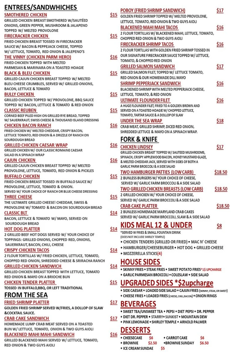 TWO GUYS GRILLE MORRISVILLE