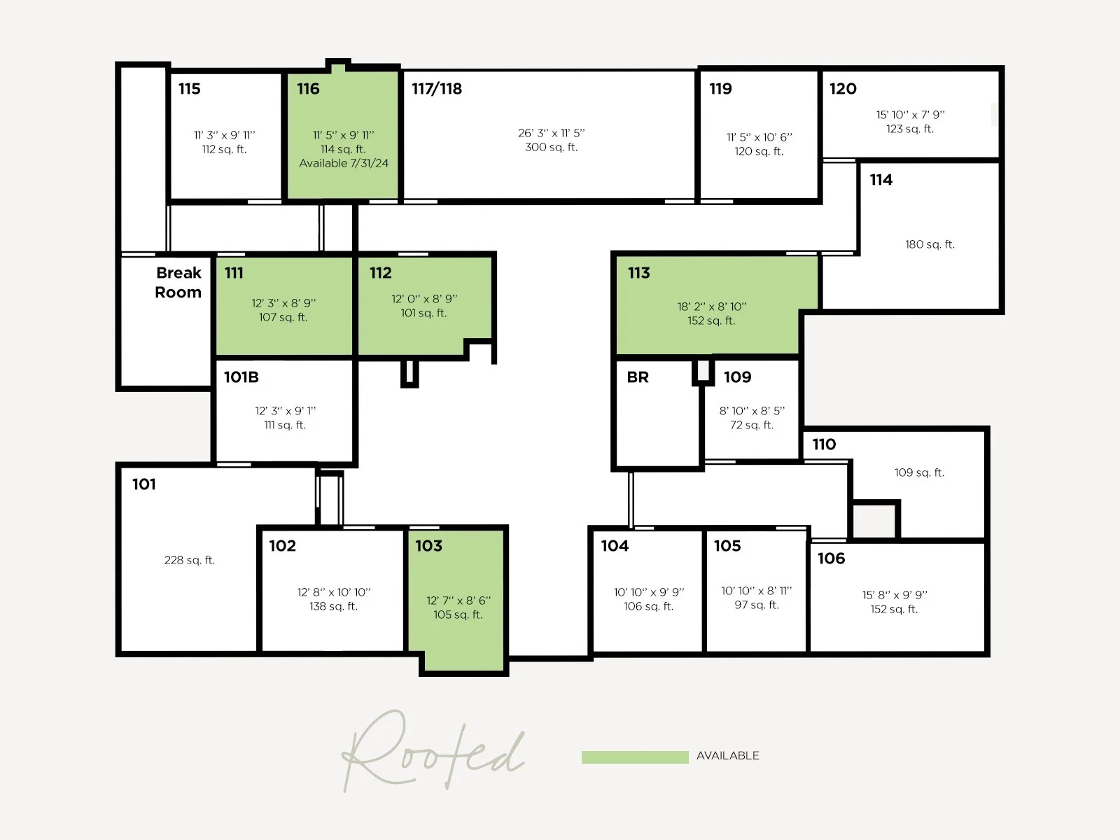 available studios — Rooted Beauty + Wellness Collective