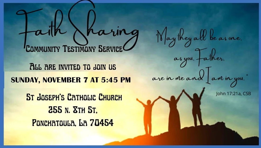 A Community Testimony Service-- All Are Invited — St. Joseph's Catholic ...
