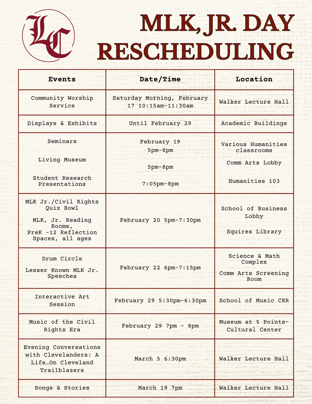 Martin Luther King Jr. events begin — Lee Clarion