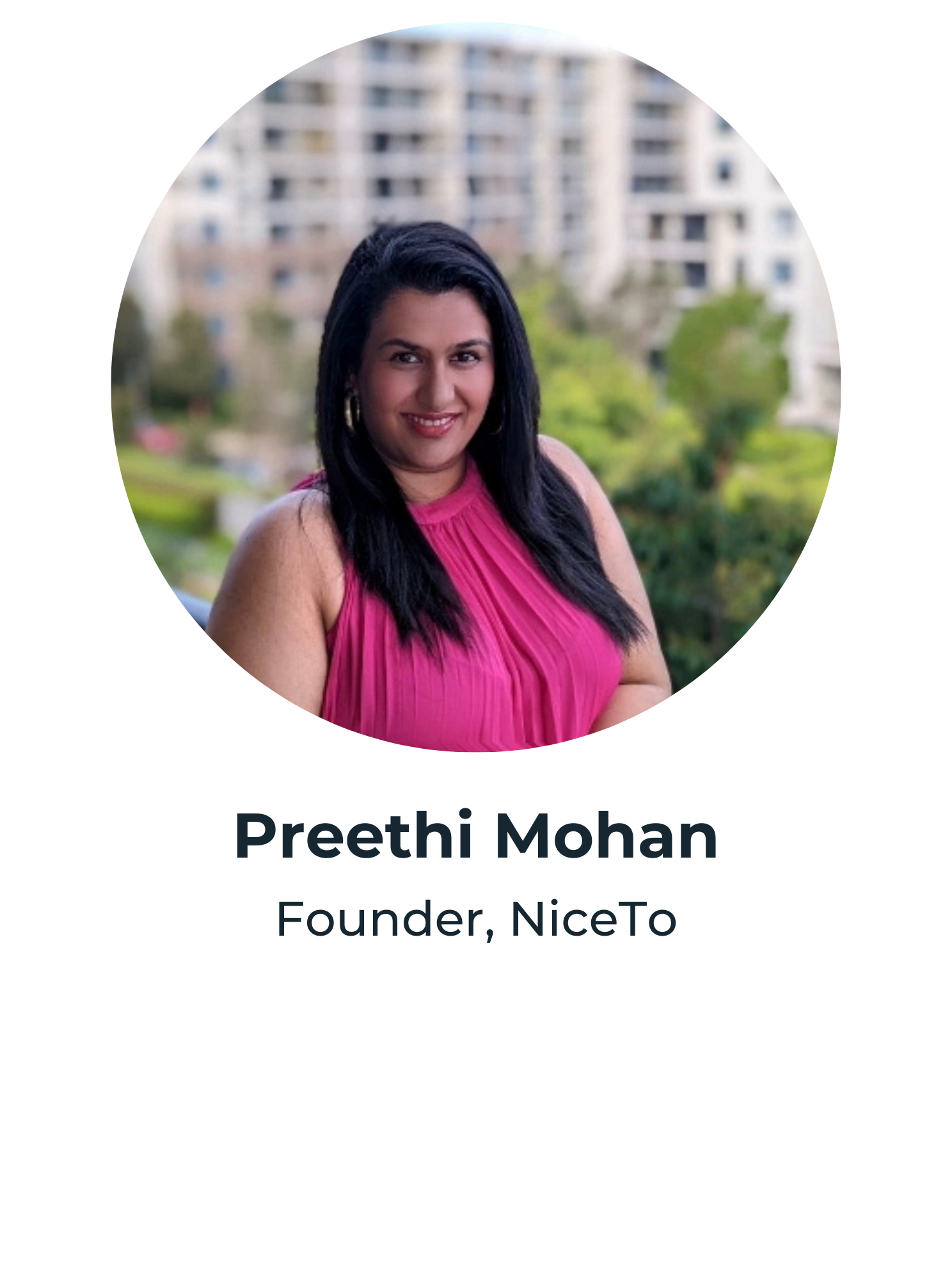 Preethi Mohan — Raising the bar