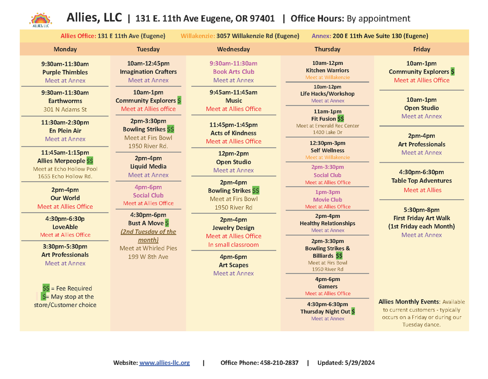 DSA Program Schedule (Eugene) — Allies, LLC