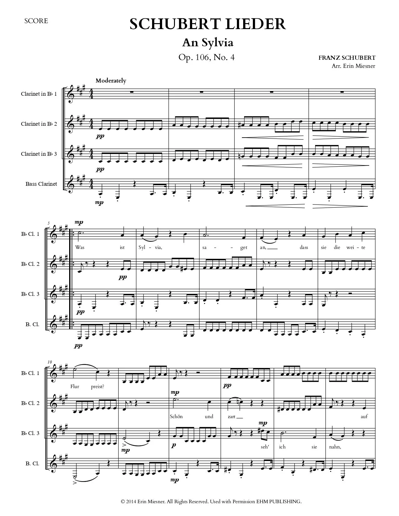 Clarinet Quartet Arrangements — EHM Publishing