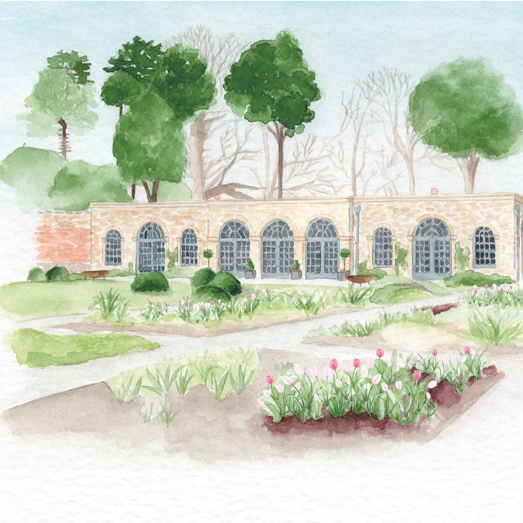 Watercolour wedding venue illustrations — Kate Hall Design
