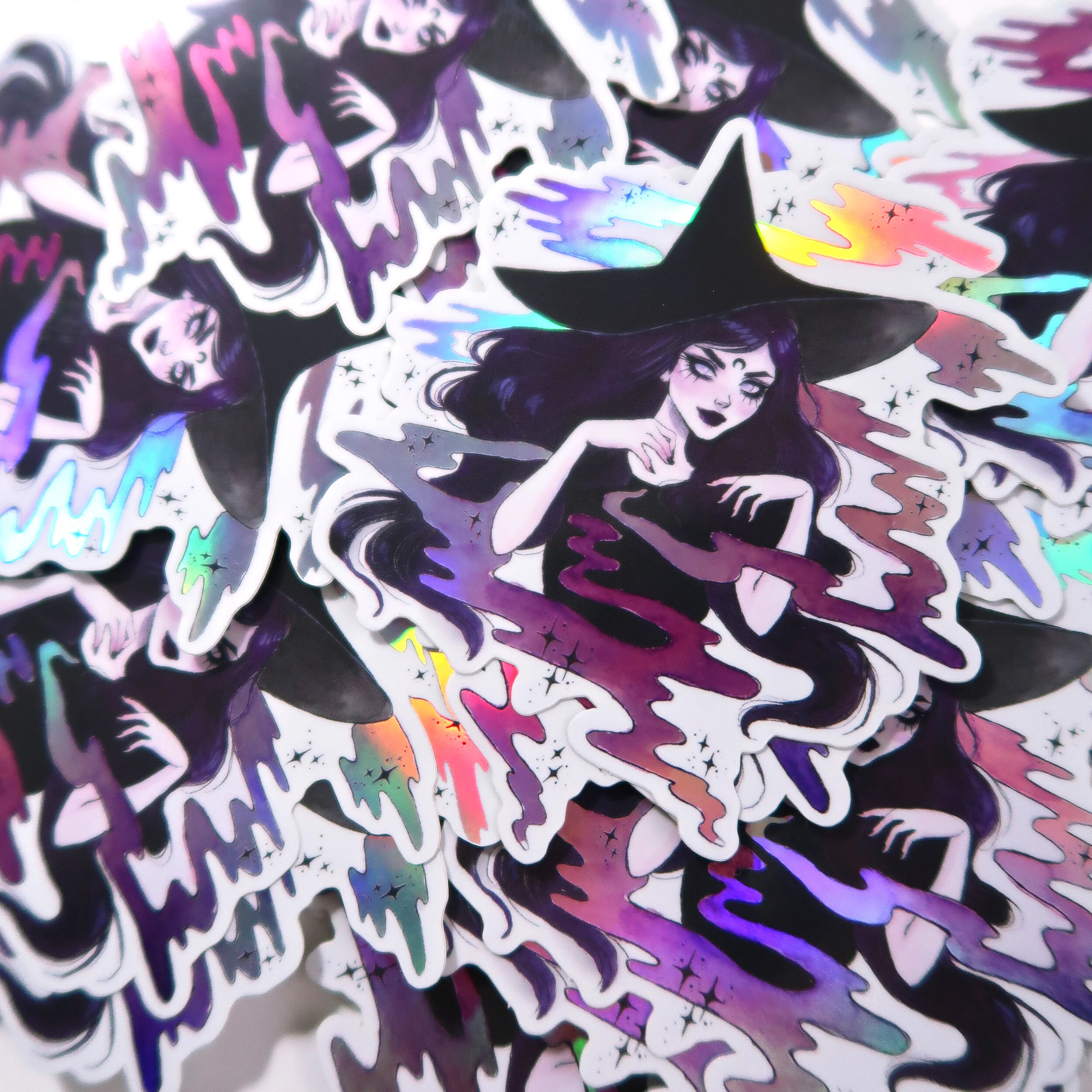 Hex holographic vinyl sticker — Aria-Illustration
