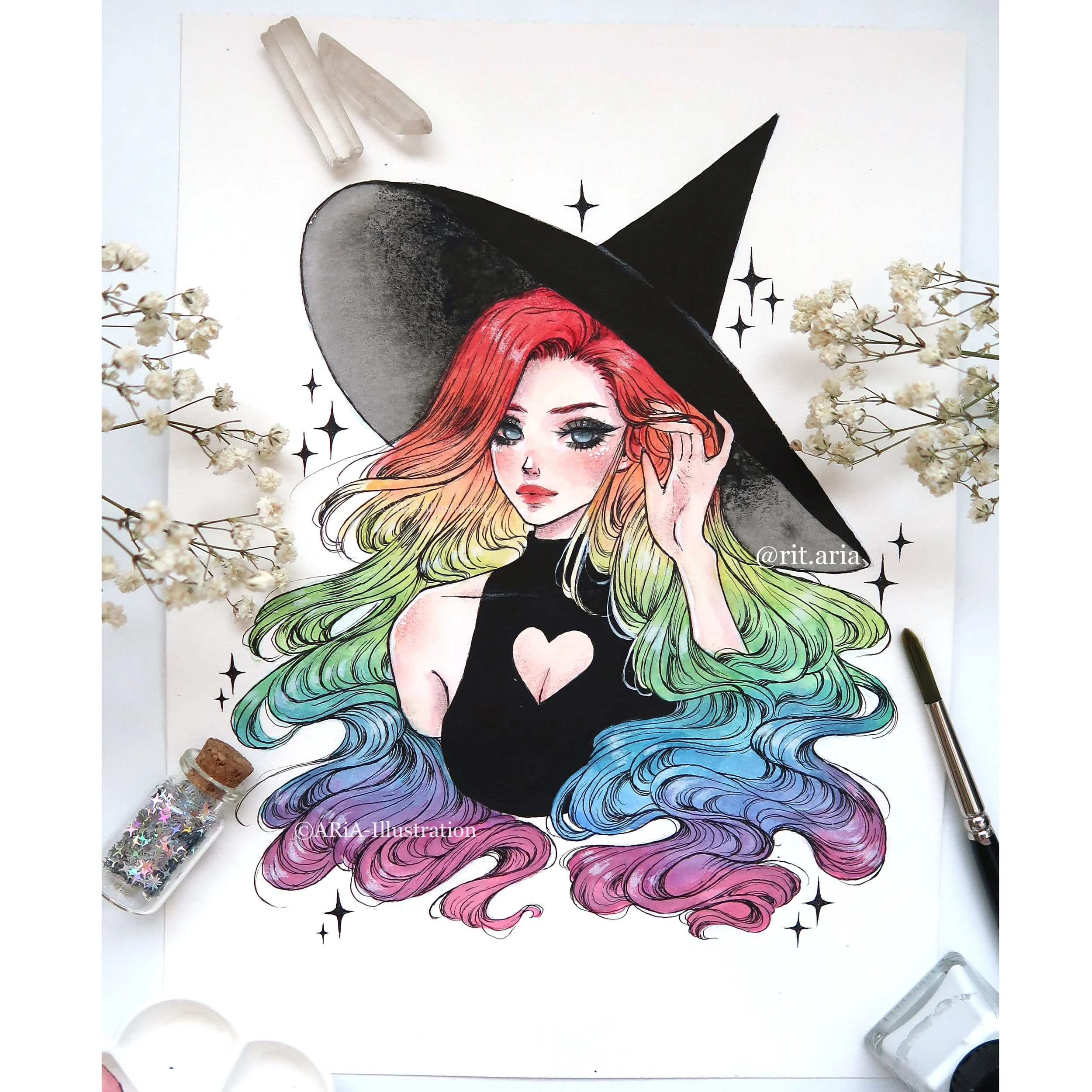Rainbow witch Original art — Aria-Illustration