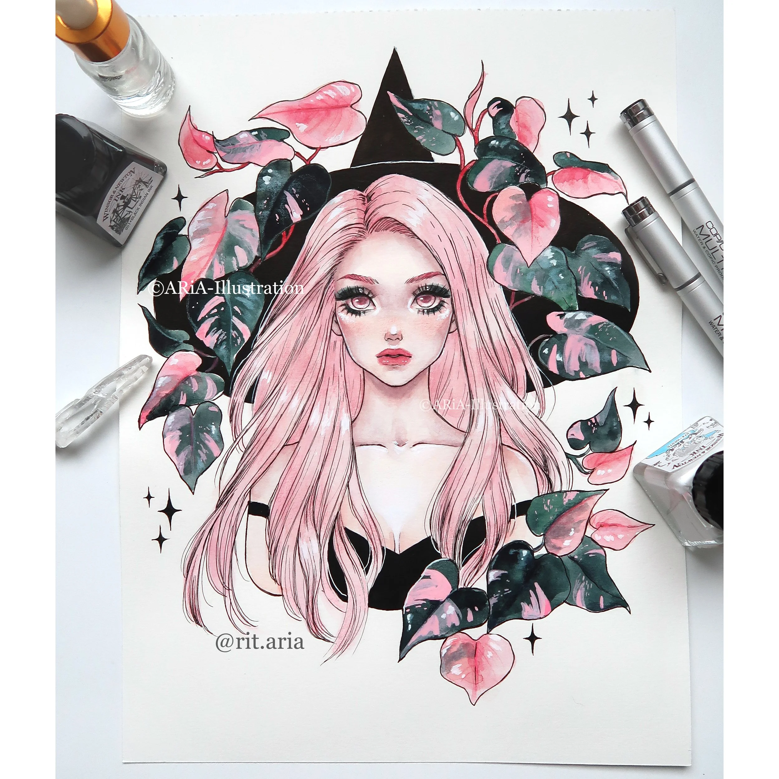 Philodendron 'Pink Princess' Original artwork -Plant witch series ...
