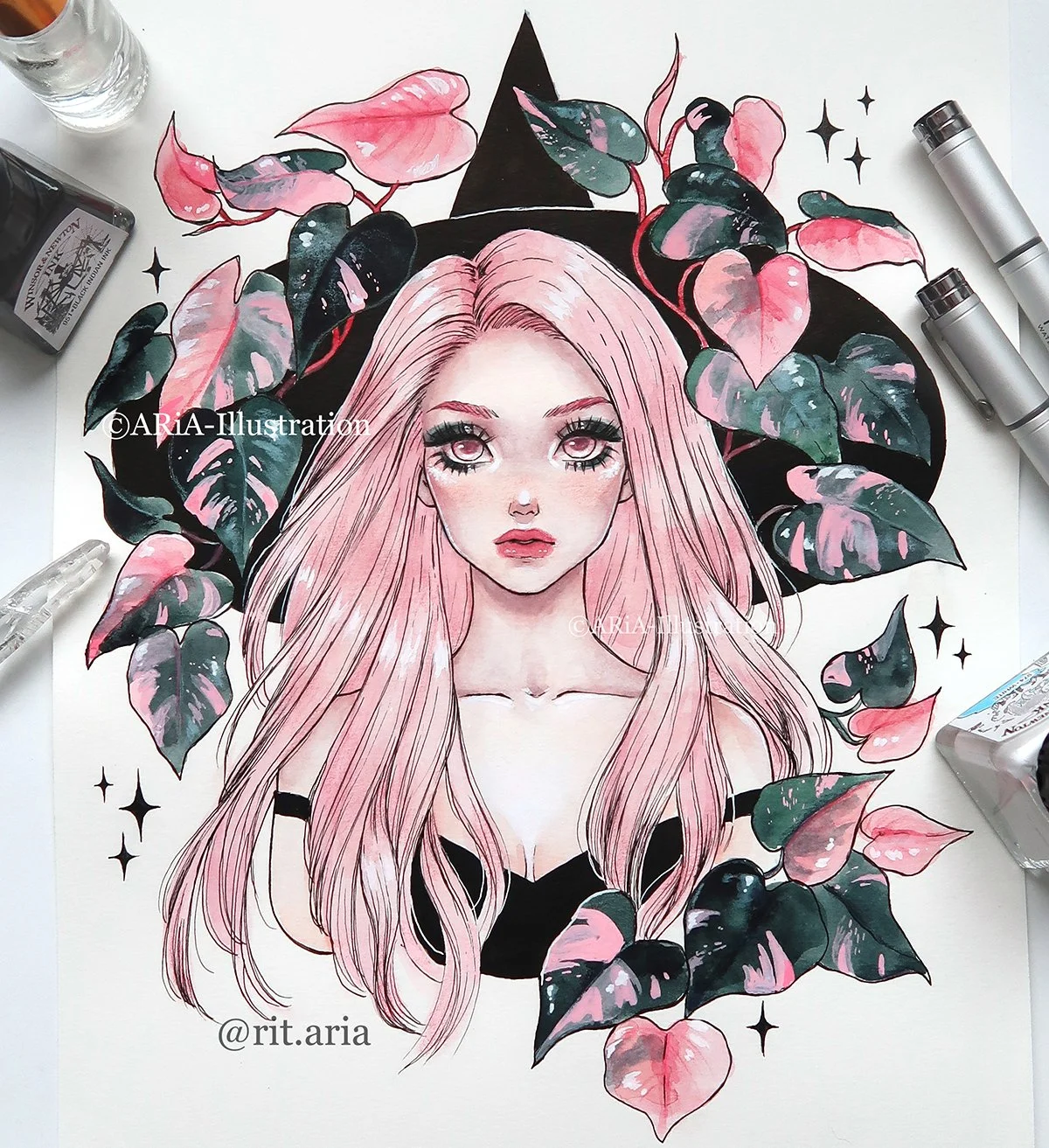 Philodendron 'Pink Princess' Original artwork -Plant witch series ...