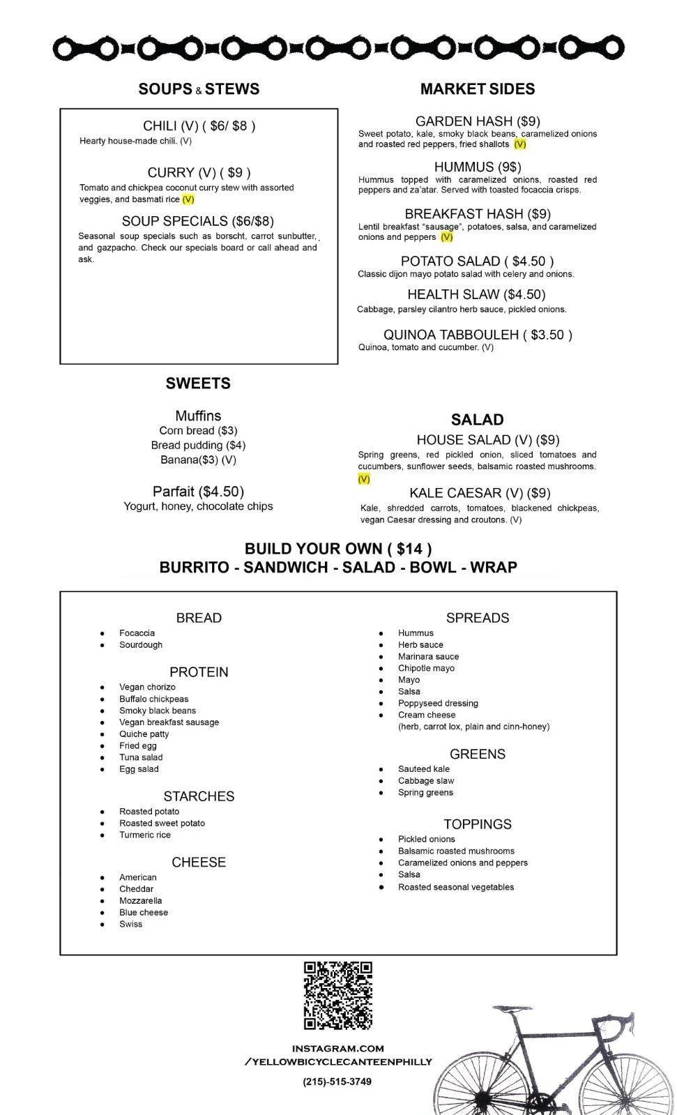 Menu — Yellow Bicycle Canteen
