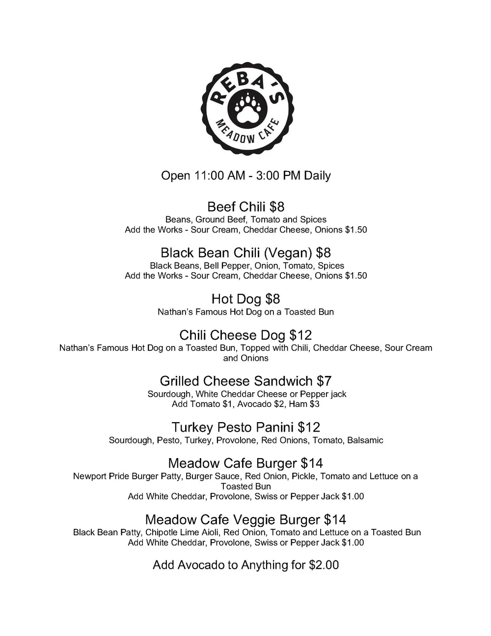 Reba's Meadow Cafe — Bear Valley Adventure Co.