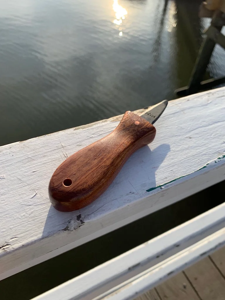 Saw Blade Oyster Knife - Sapele — Walker Hussey Knives