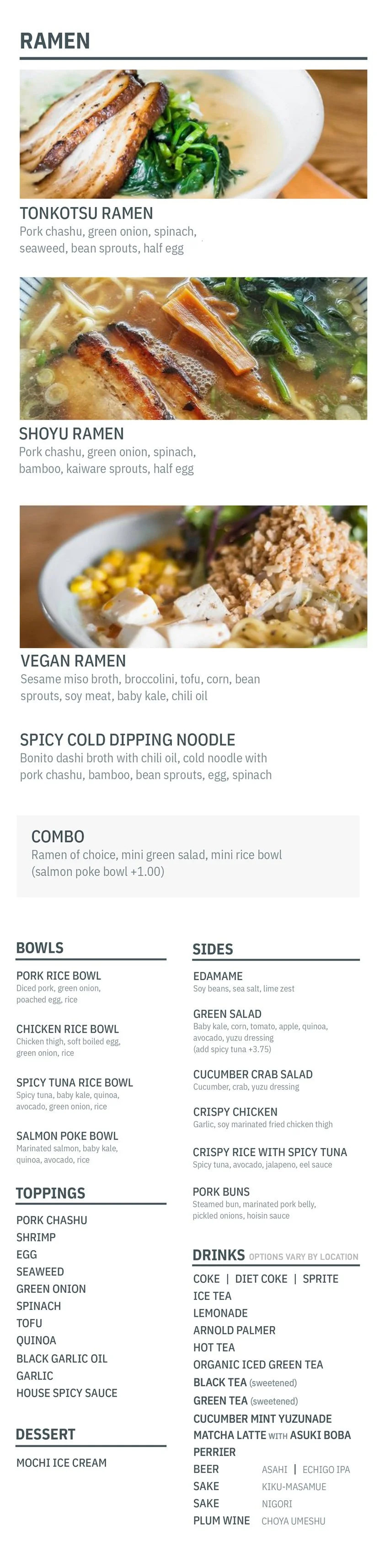 Menu | HiroNori Ramen