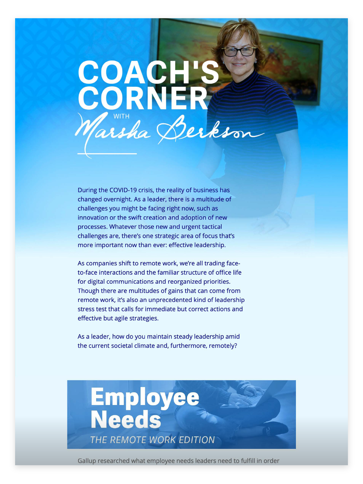 Coach's Corner Newsletter — Marsha Berkson Consulting