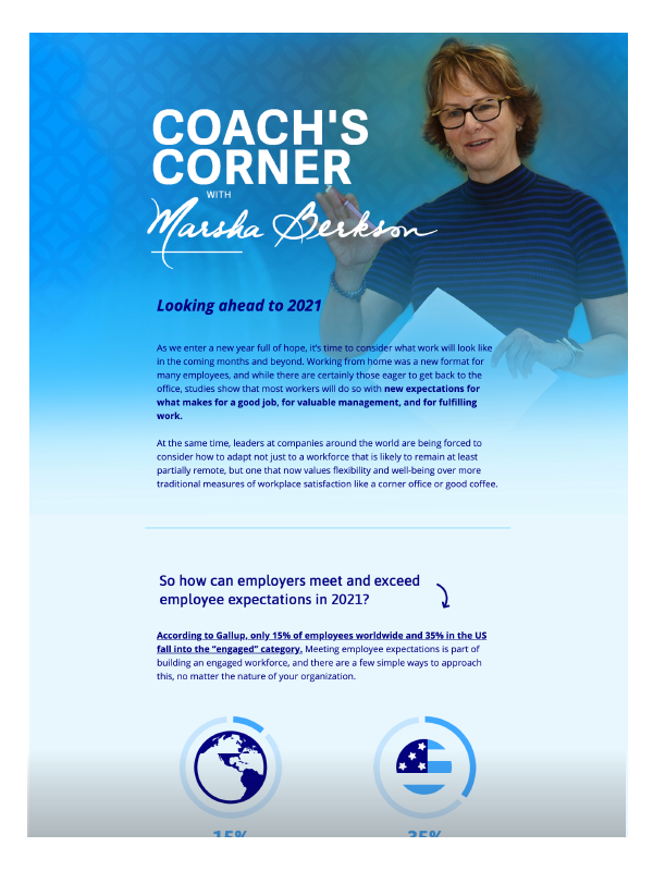 Coach's Corner Newsletter — Marsha Berkson Consulting