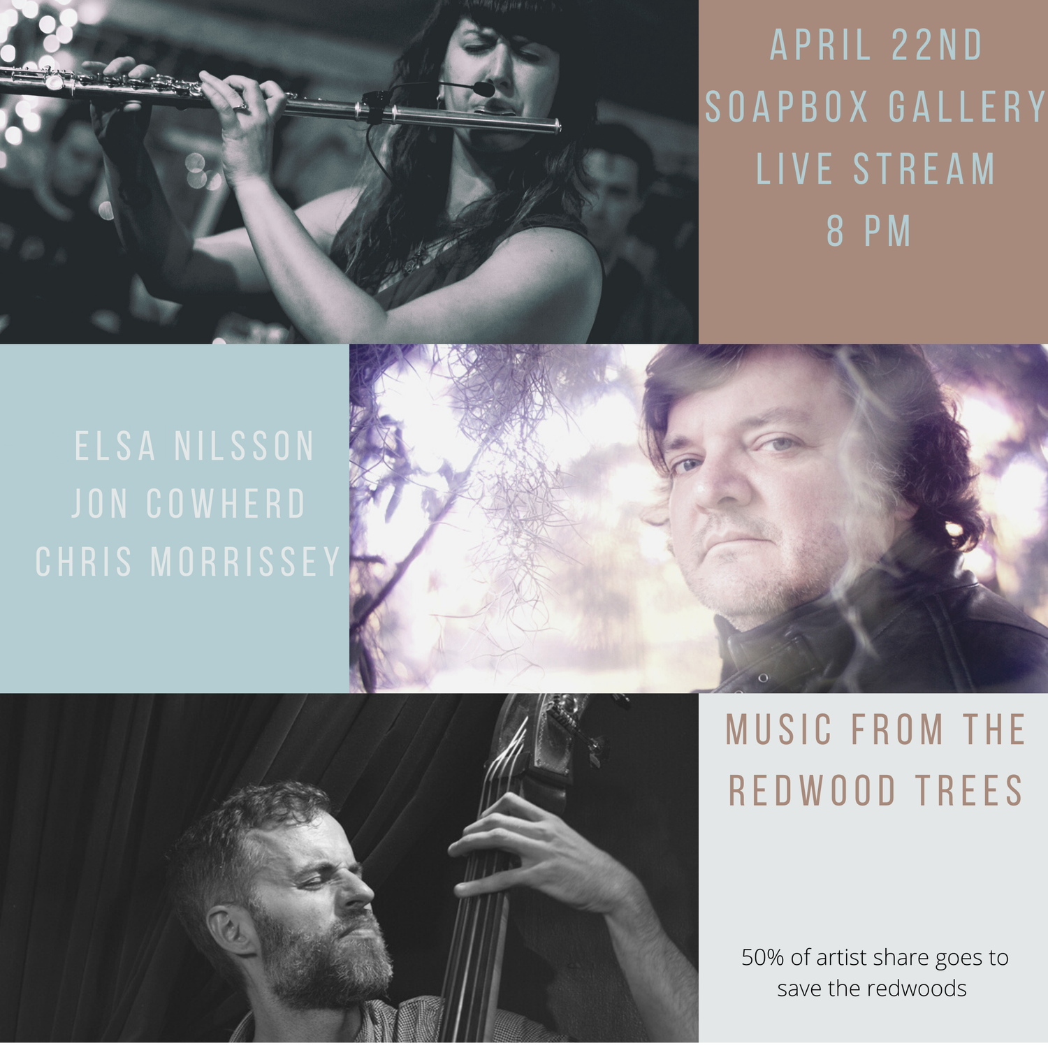 Elsa Nilsson, Jon Cowherd and Chris Morrissey play music for Redwood ...