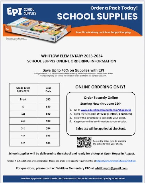 Back to school packs 2023 — Whitlow Elementary PTO