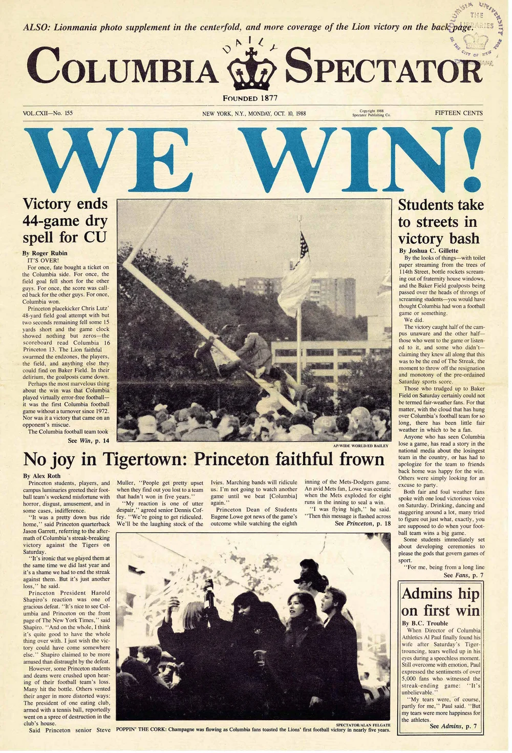 Roar, Lion, Roar: Columbia Football History — The Gotham Center for New ...