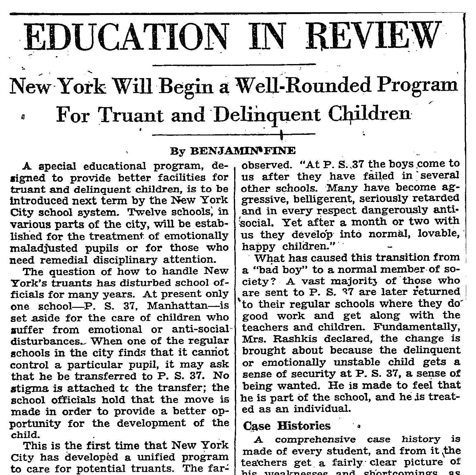 New York City “600” Schools and the Legacy of Segregation in Special ...
