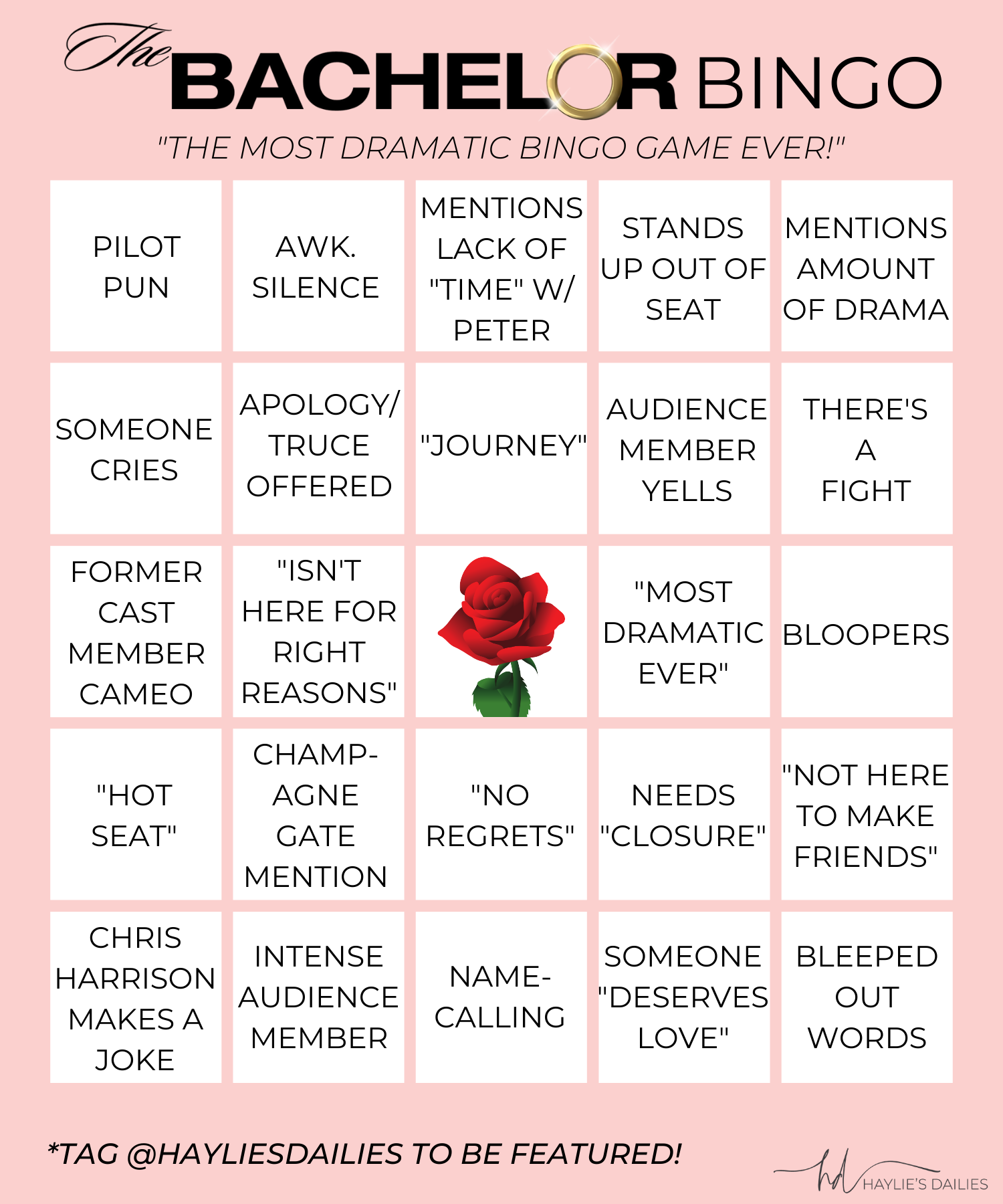 Print And Download Bachelor BINGO Cards For Peter Weber's Women Tell ...