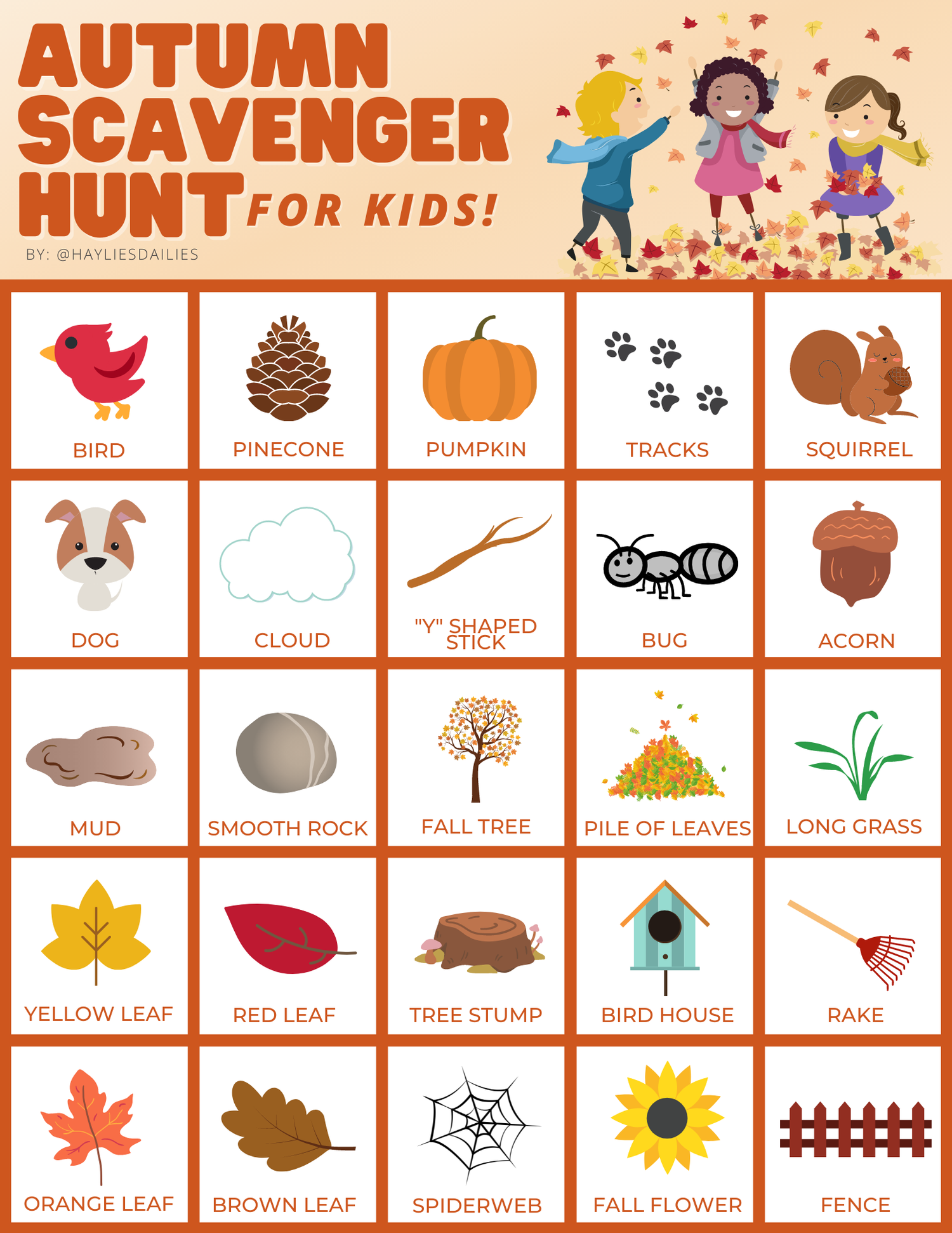 Outdoor Autumn Scavenger Hunt For Kids — Haylie's Dailies