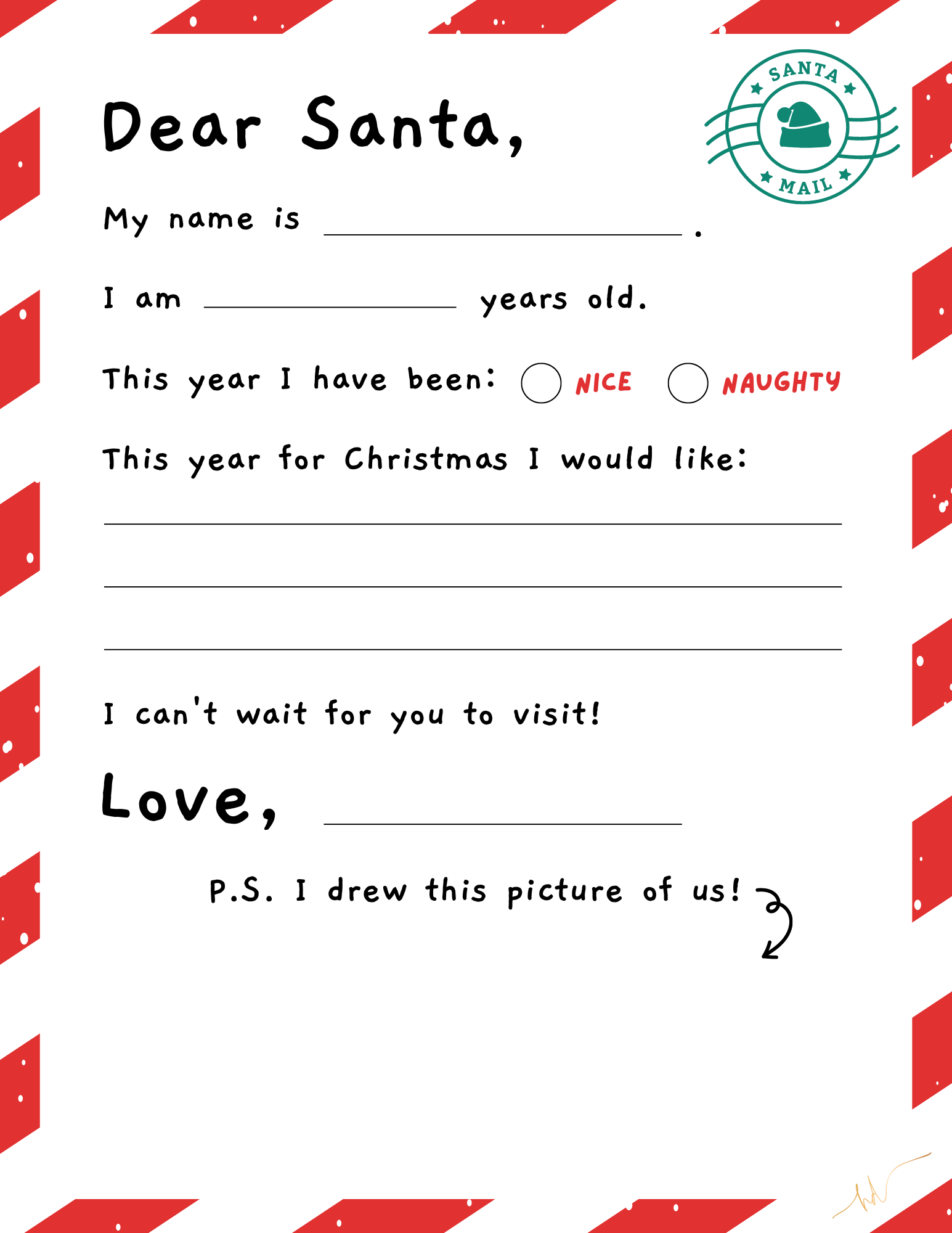 Free Printable Letter To Santa Template — Haylie's Dailies