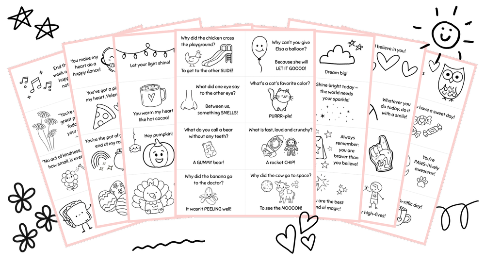 Pack a Little Extra Happy: 56 Printable Lunchbox Notes Your Kids Will ...