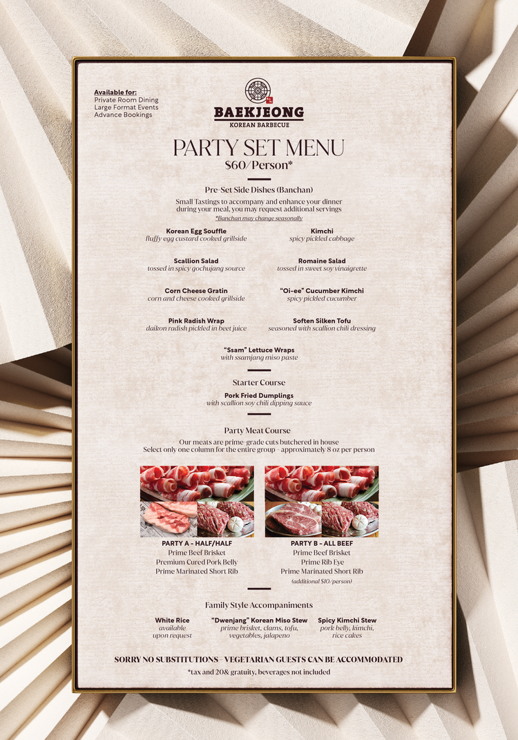 Set Menus — Baekjeong