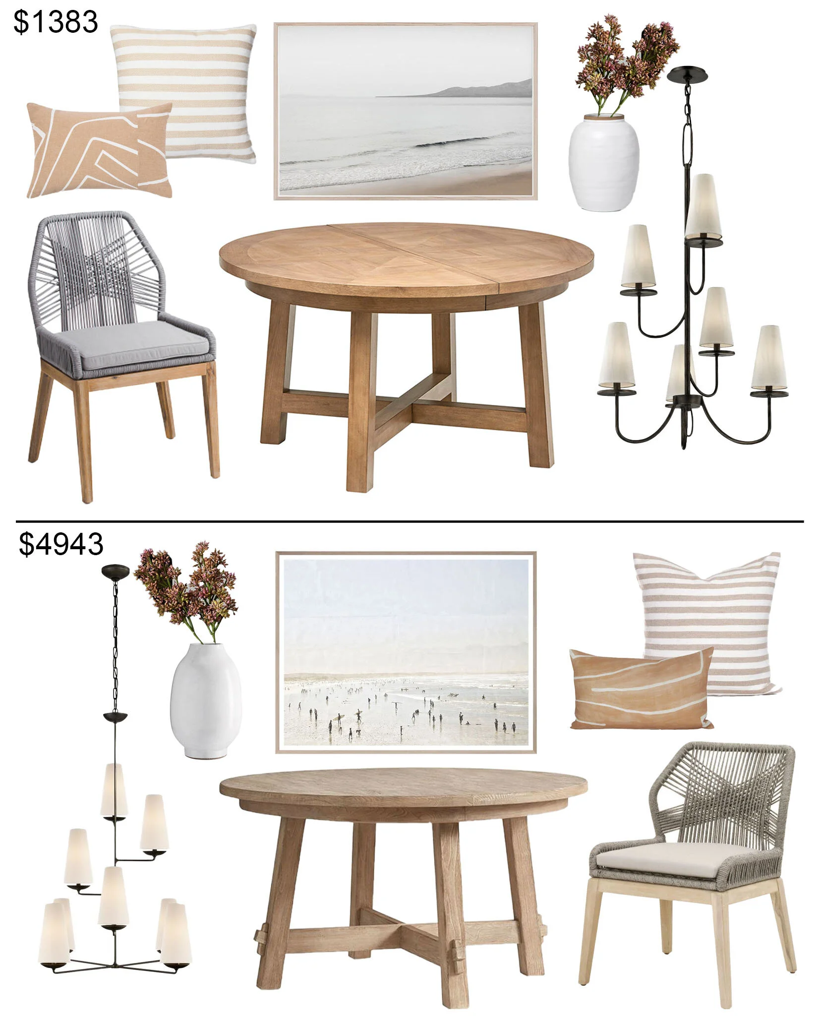 High/Low Design Board: Dining Room with Coastal Touches — Blushing Boho