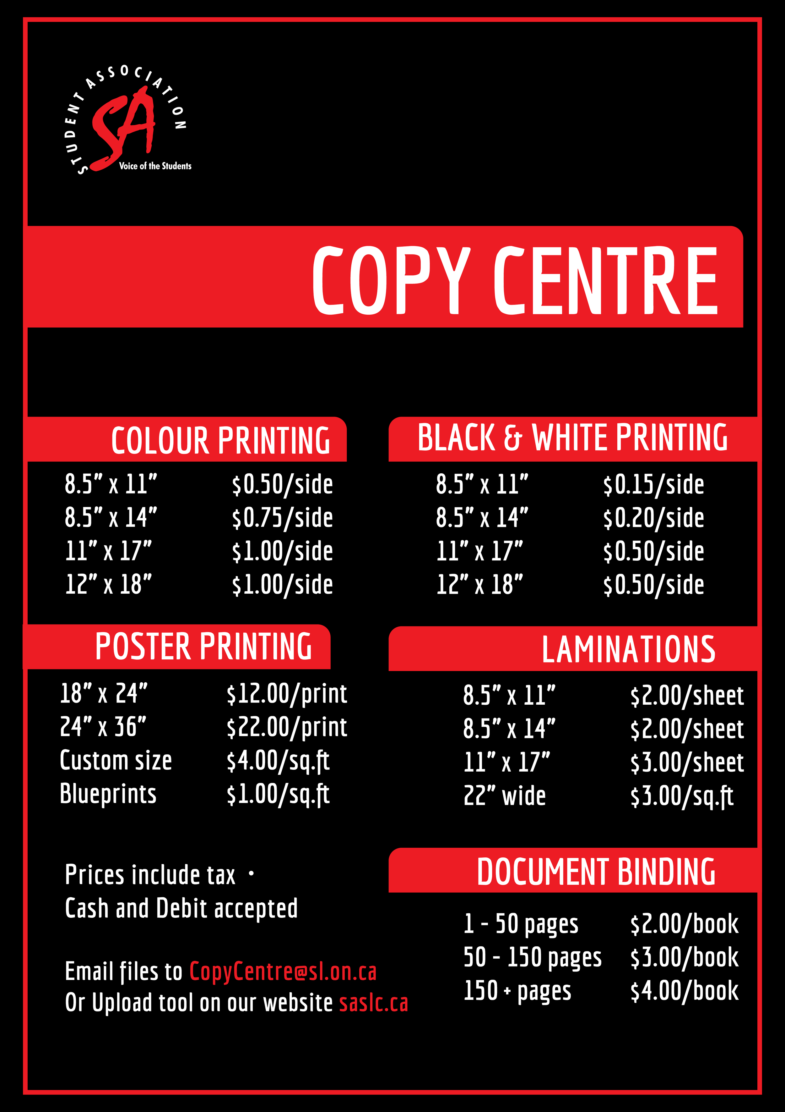 Copy Centre — SLC Student Association