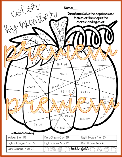 Fall Middle School Math Activities — Mrs. Kayla Durkin