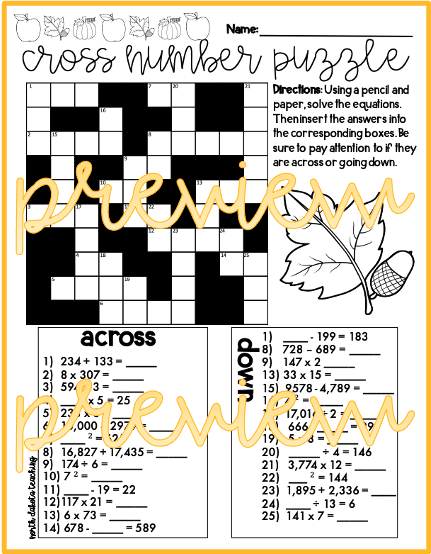 Fall Middle School Math Activities — Mrs. Kayla Durkin