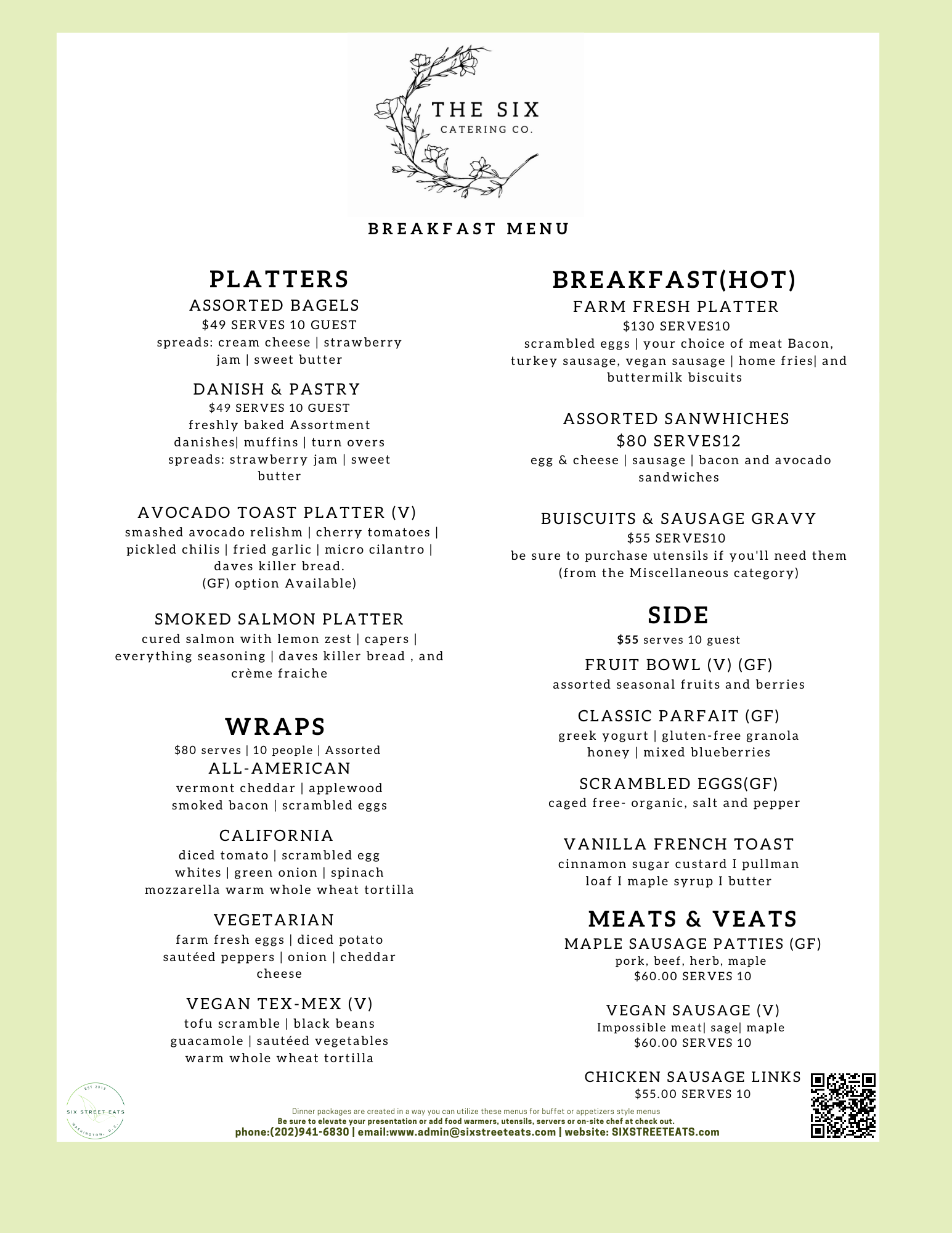 MENUS — Six Street Eats Catering
