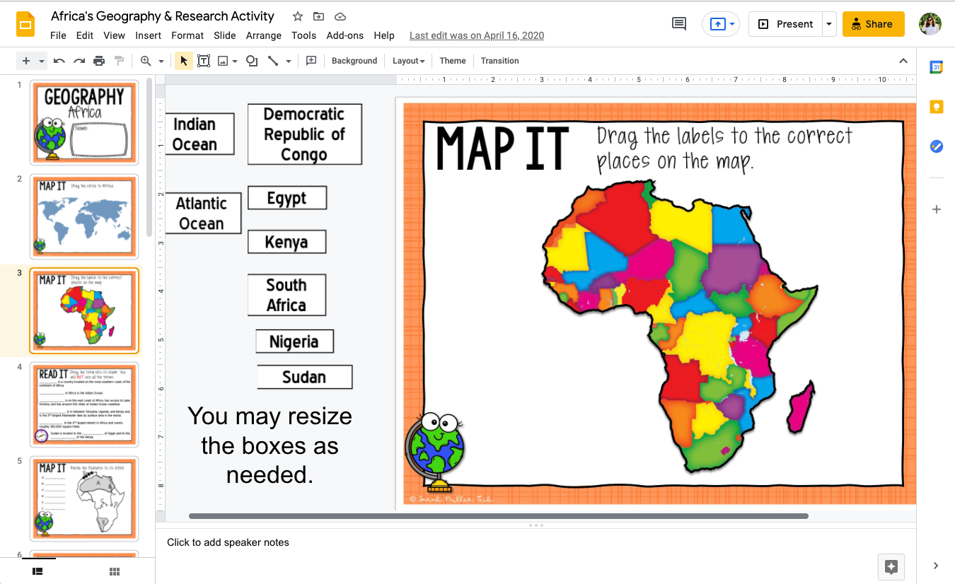 6 Elements for a Digital Geography Activity in Google Slides — Sarah ...