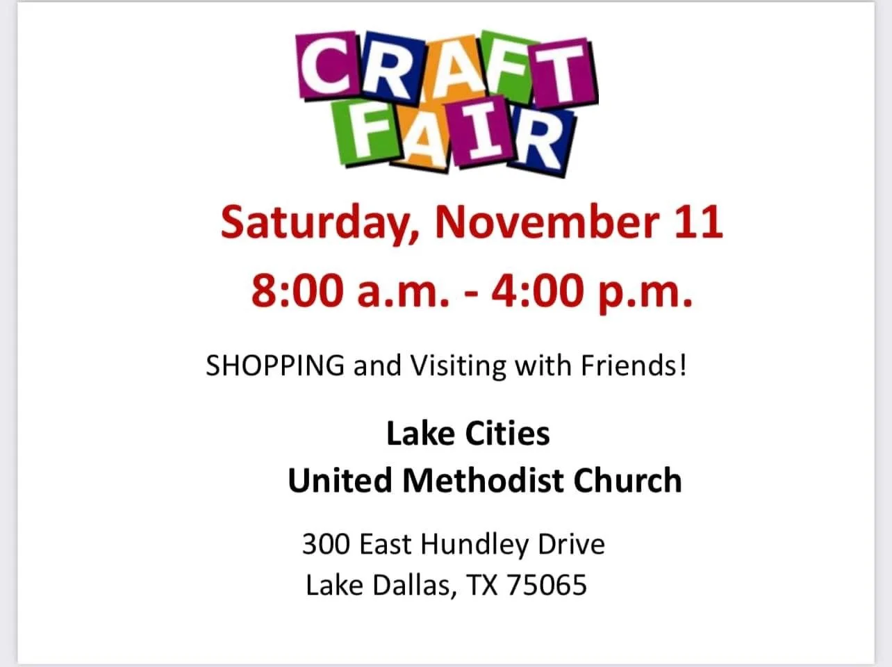 Craft Fair — Lake Cities United Methodist Church