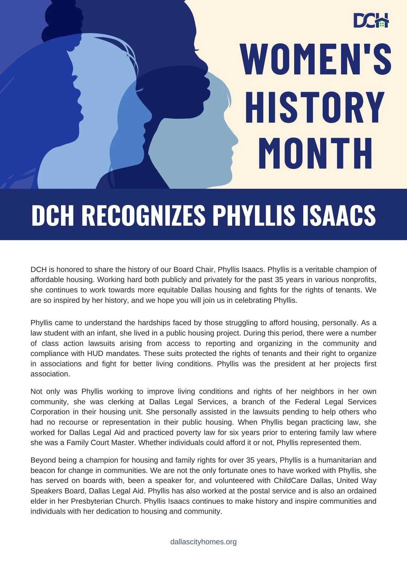 DCH Recognizes Phyllis Isaacs — Dallas City Homes