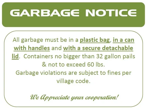 Garbage Notice — Village of Ocean Beach