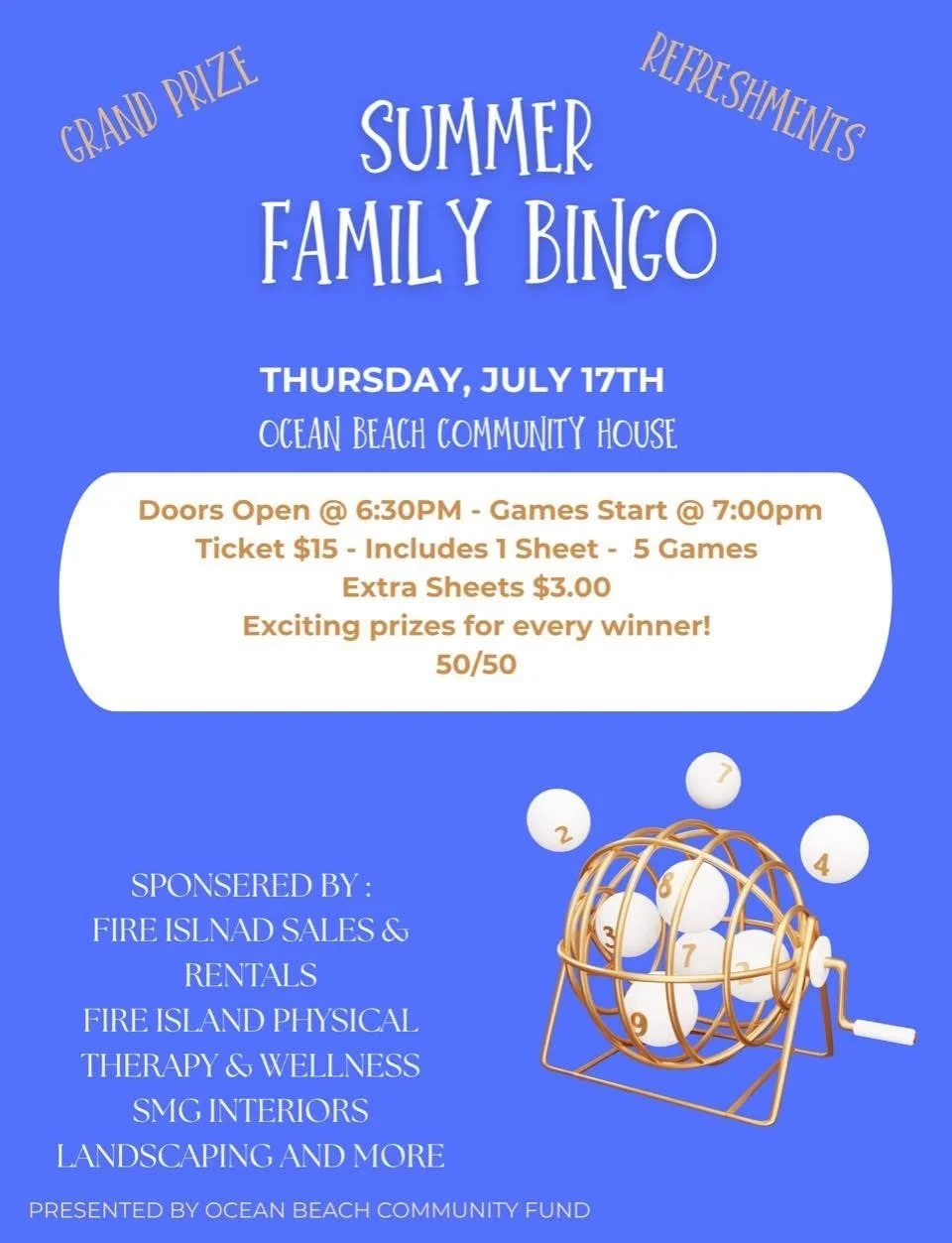 “Musical Bingo Night” - by OB Community Fund 8/6/2026 — Village of ...