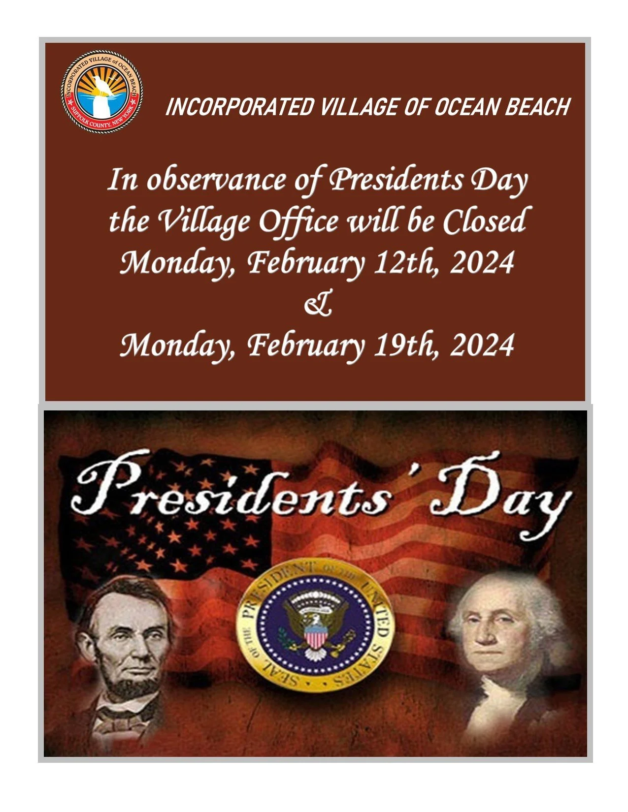 Village Office Closed - Monday, February 12th & Monday, February 19th ...
