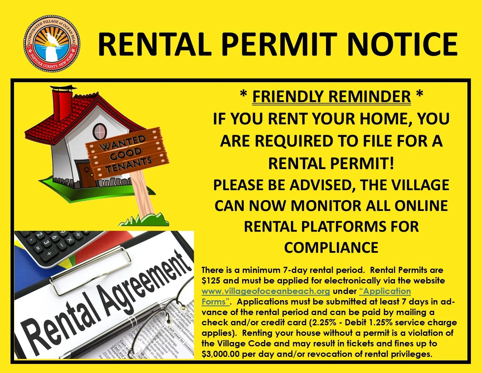 RENTAL PERMIT NOTICE — Village of Ocean Beach