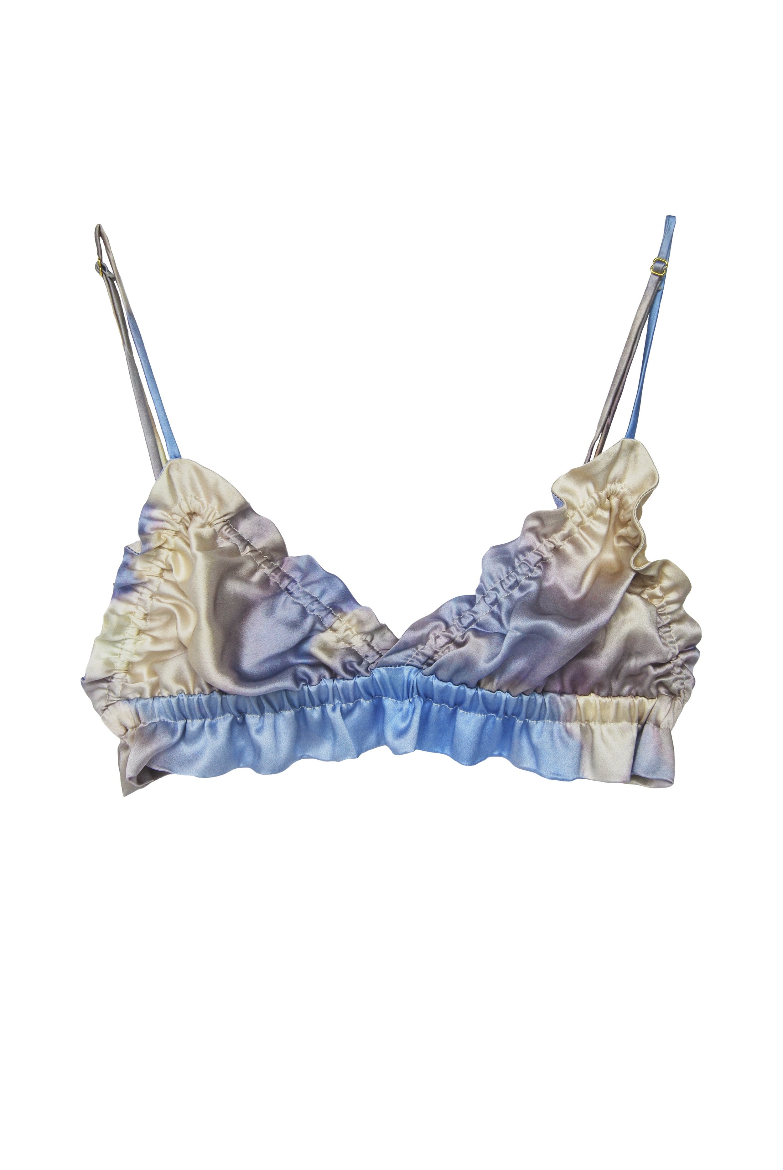 Sunrise Print Scalloped Triangle Silk Bra — Crease Studios