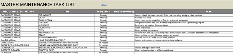 Master Maintenance Task List - Opt In | Streamline Home Maintenance Now ...