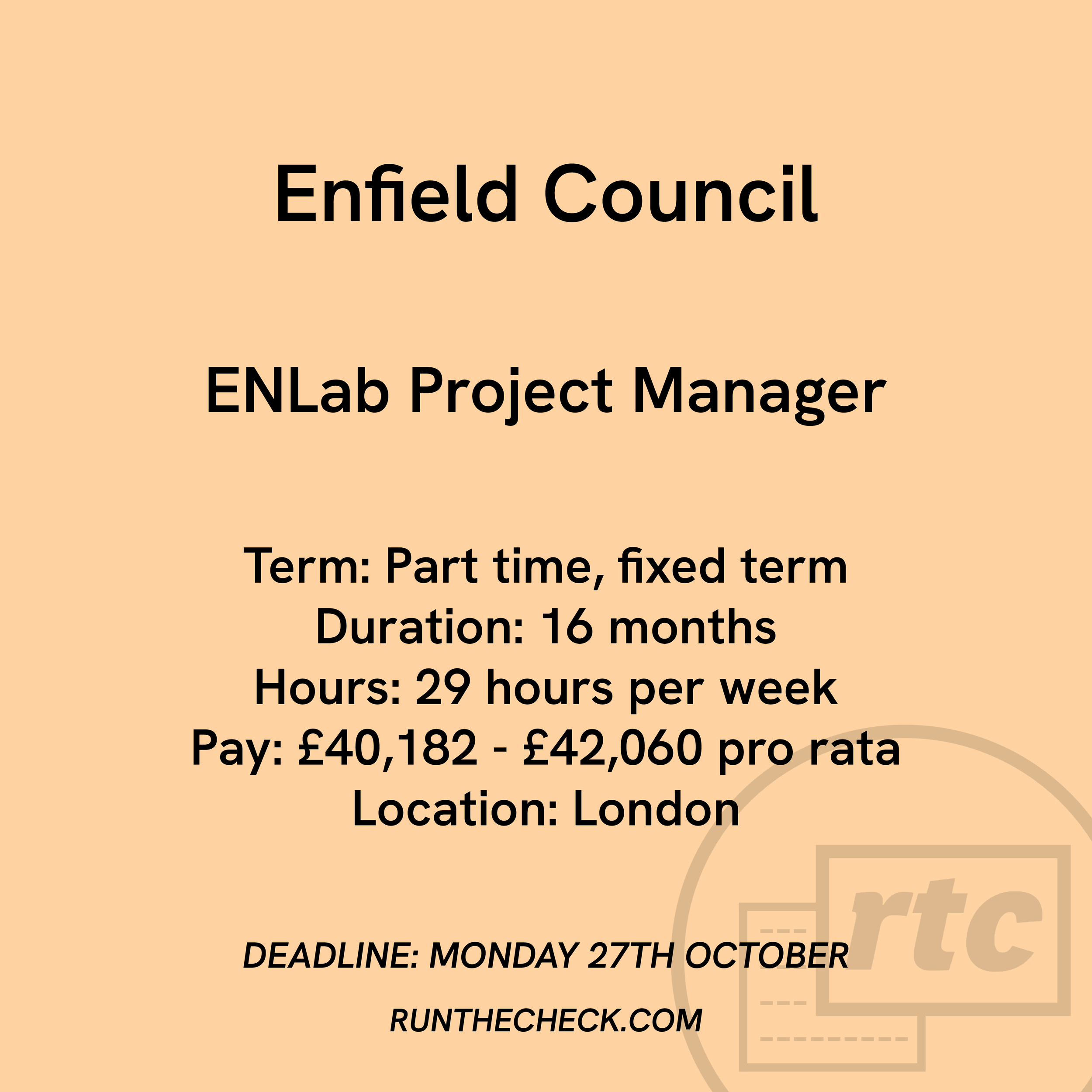 Enfield Council, ENLab Project Manager — Run The Check