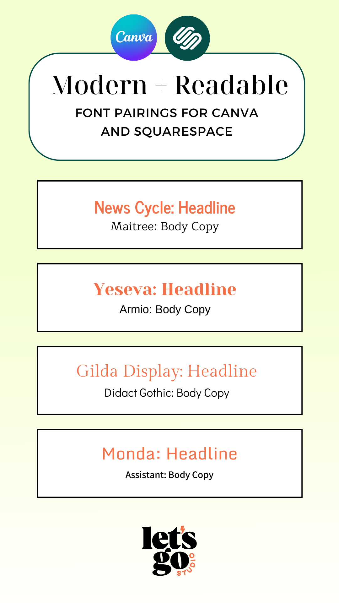 Fonts Available in Canva and Squarespace + Best Font Pairings — Bold ...