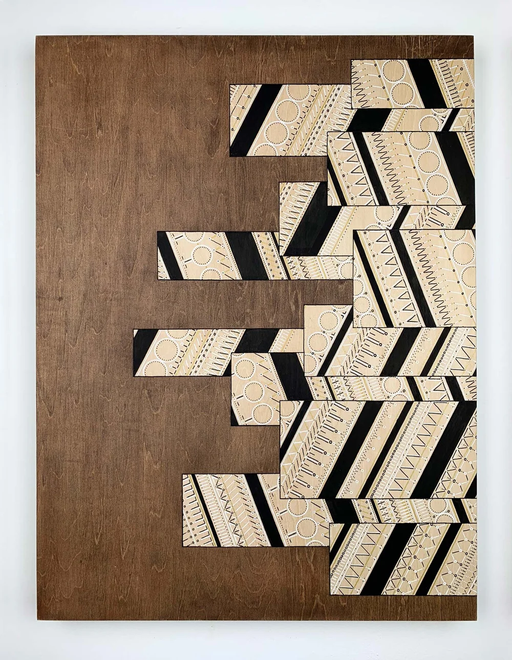 Mid-Century Geometric Wood Panels with Inlayed Patterns — DAVID C PETR