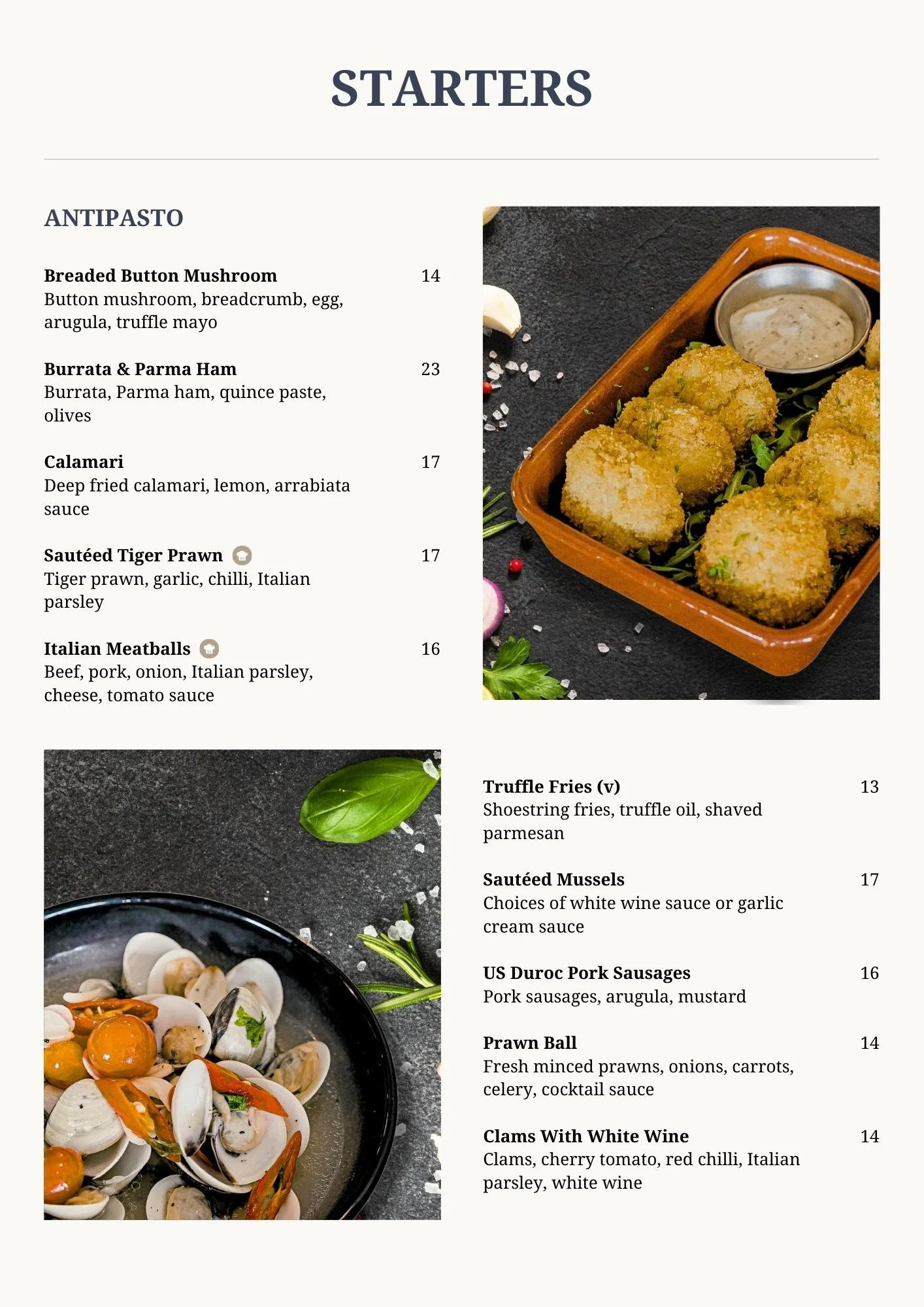 Menu — AMANO Italian Restaurant in Singapore