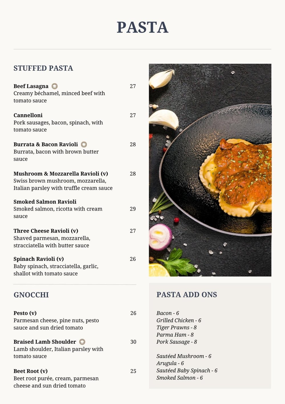 Menu — AMANO Italian Restaurant in Singapore