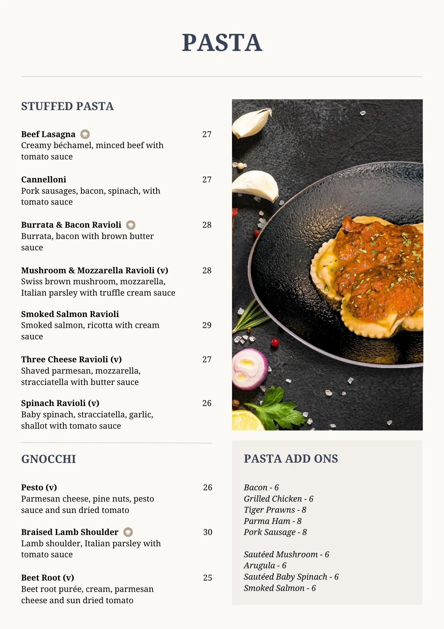 Menu — AMANO Italian Restaurant in Singapore