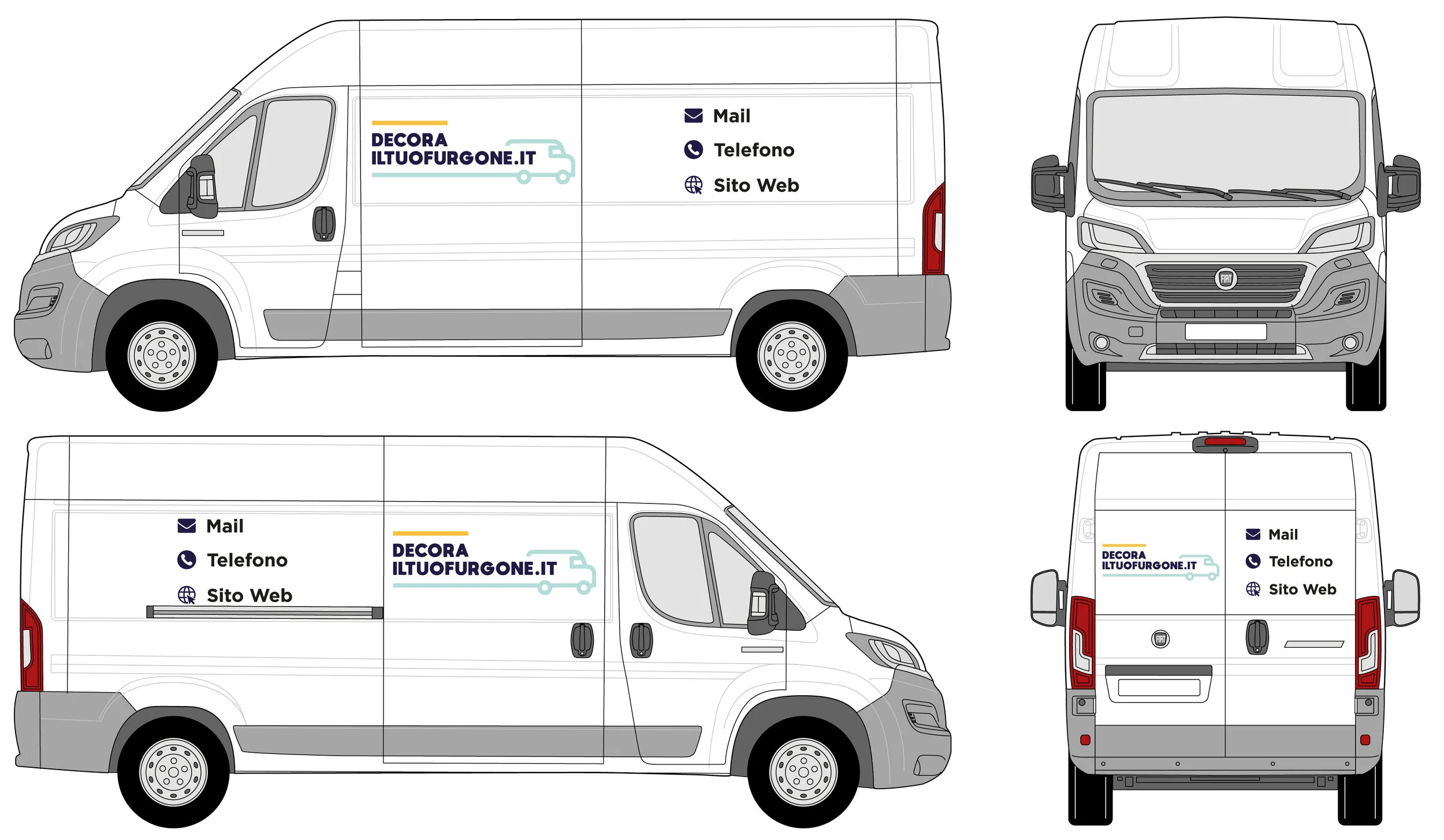 Decorazioni minimal furgoni grandi — Decora il Tuo Furgone con un click