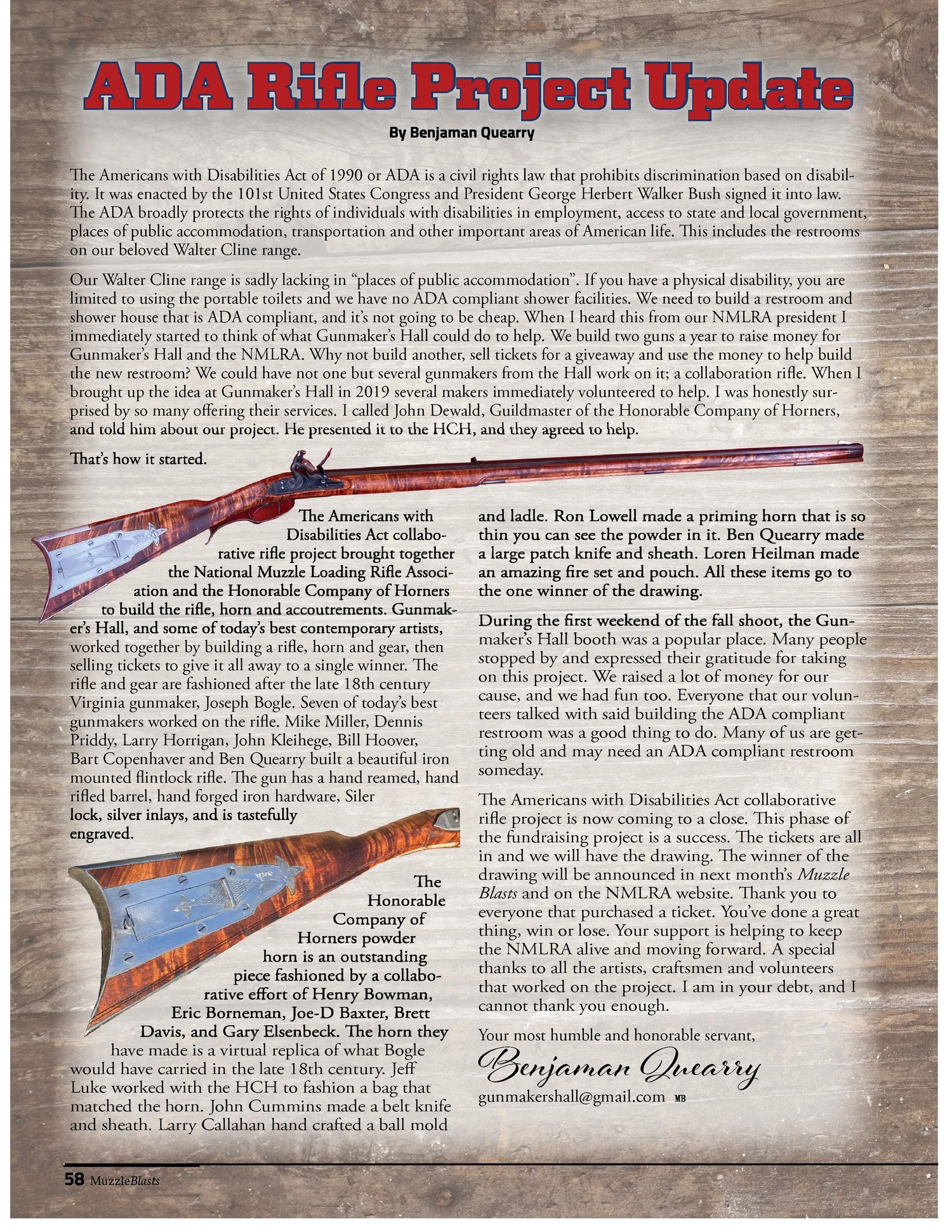 ADA Rifle Project Giveaway Update — The NMLRA